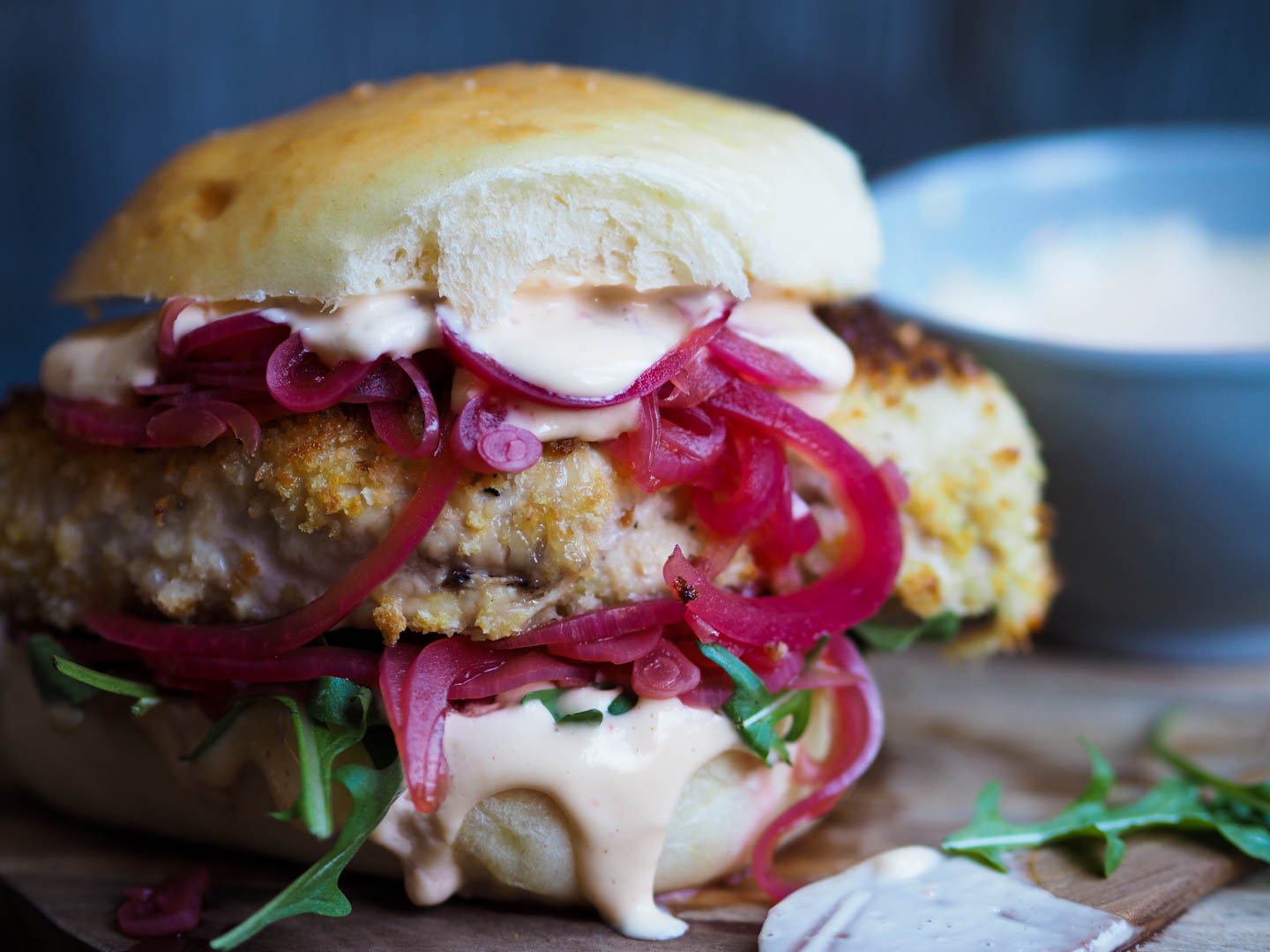 Kyllingburger med syltet løk_P2240121